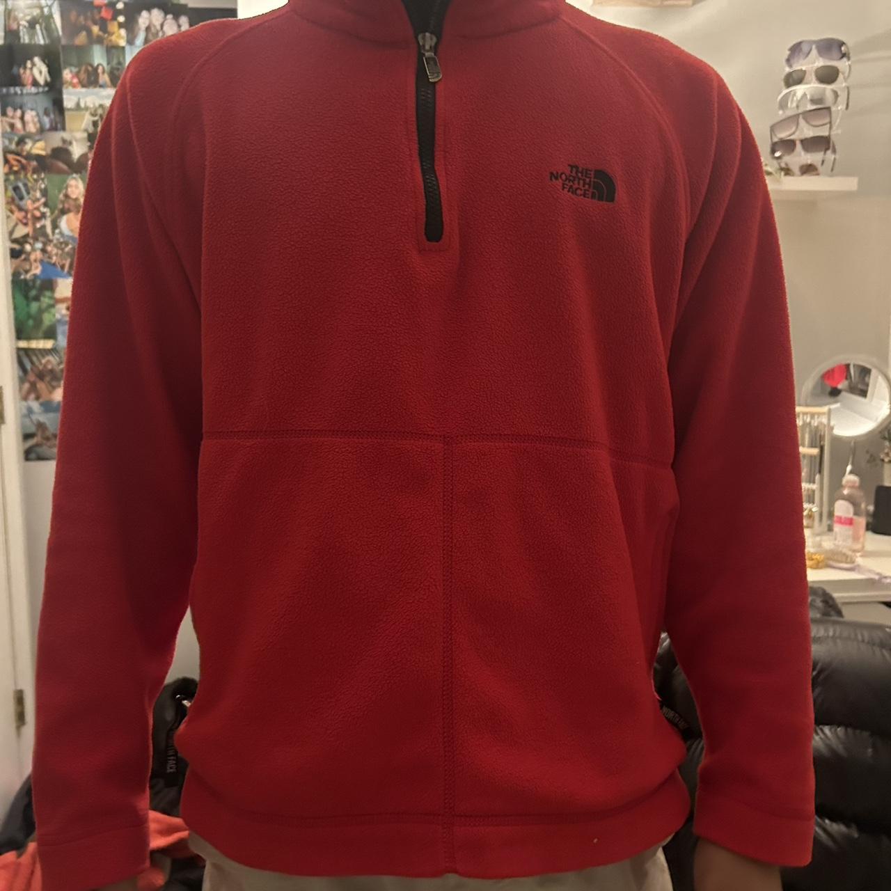 Bright red North Face quarter zip fleece.... - Depop