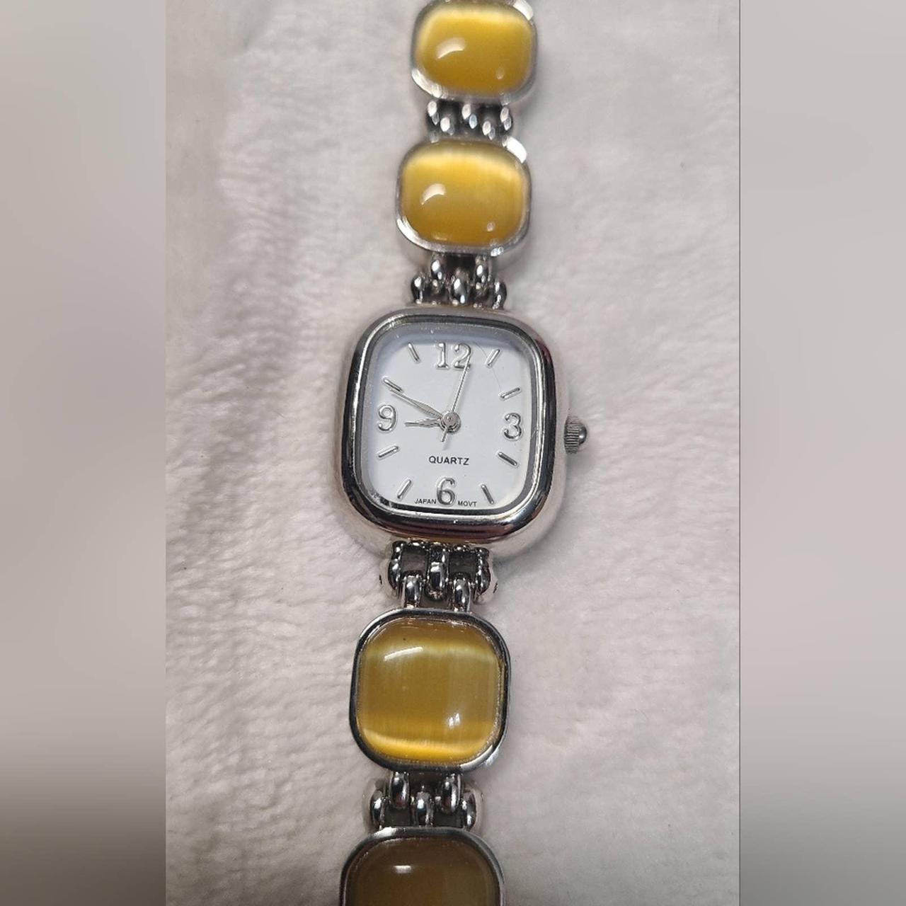 Vintage Avon Yellow Gem Accented Women's Watch. ... - Depop