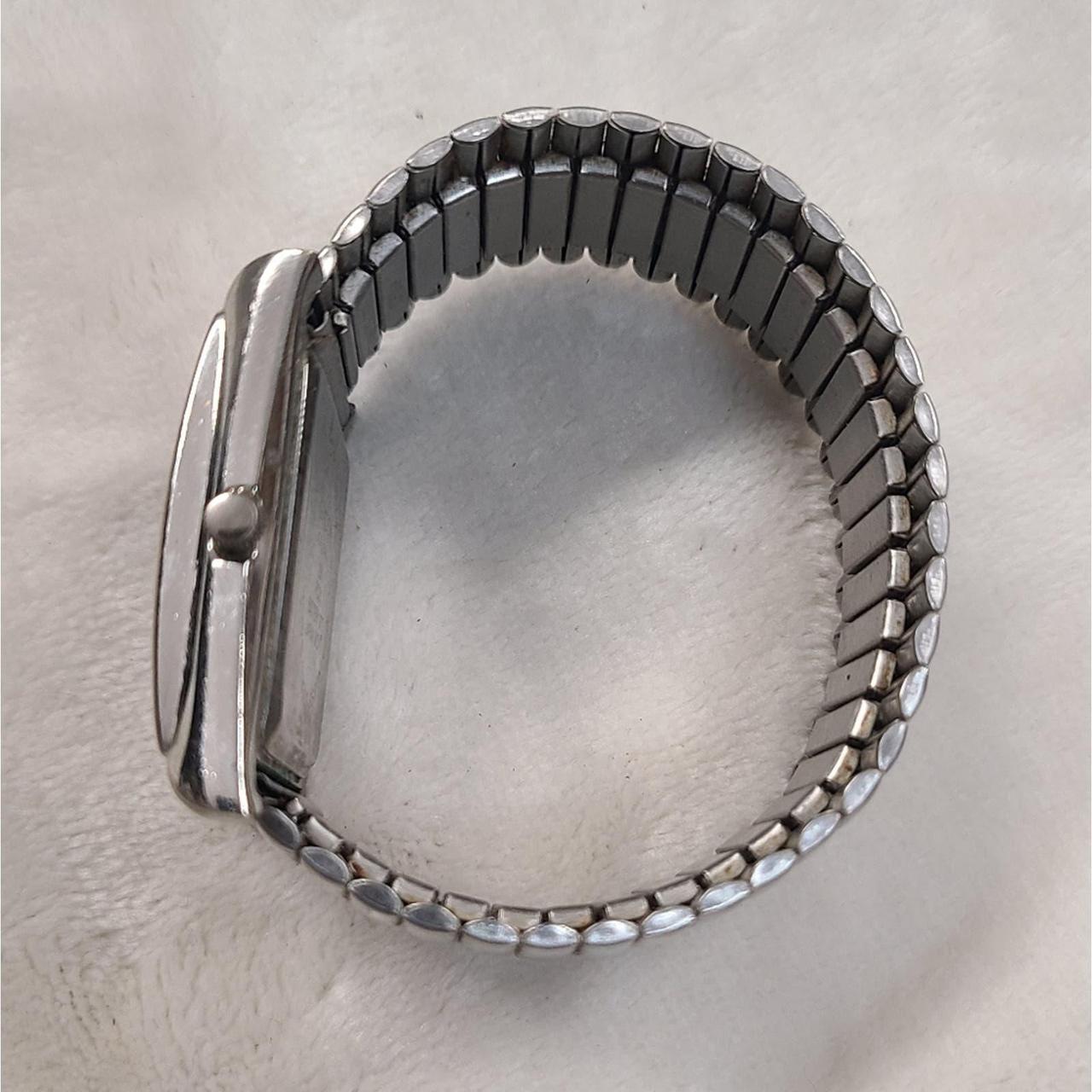 Vintage Gruen Women's Silver Tone Watch With Stretch... - Depop