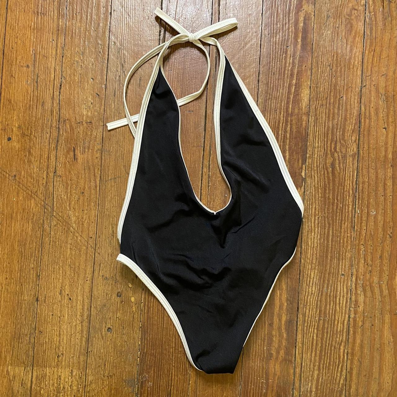 High rise one piece thong bathing suit size M... - Depop