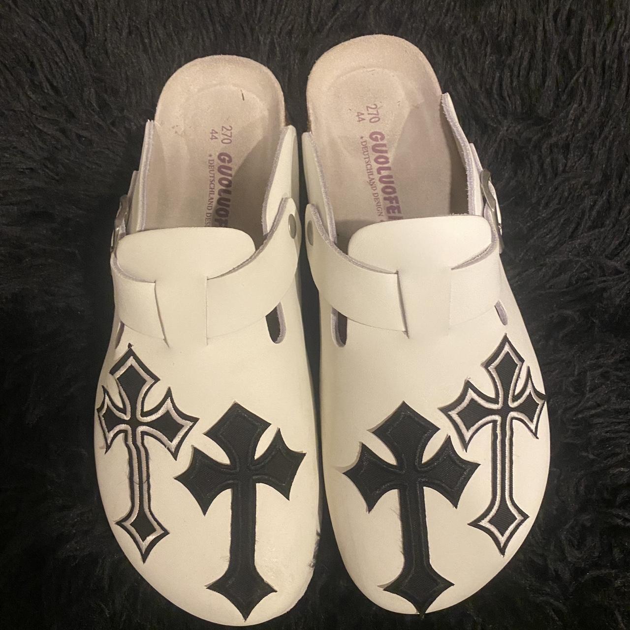 Custom Chrome Hearts Inspired Clogs Size 11... - Depop