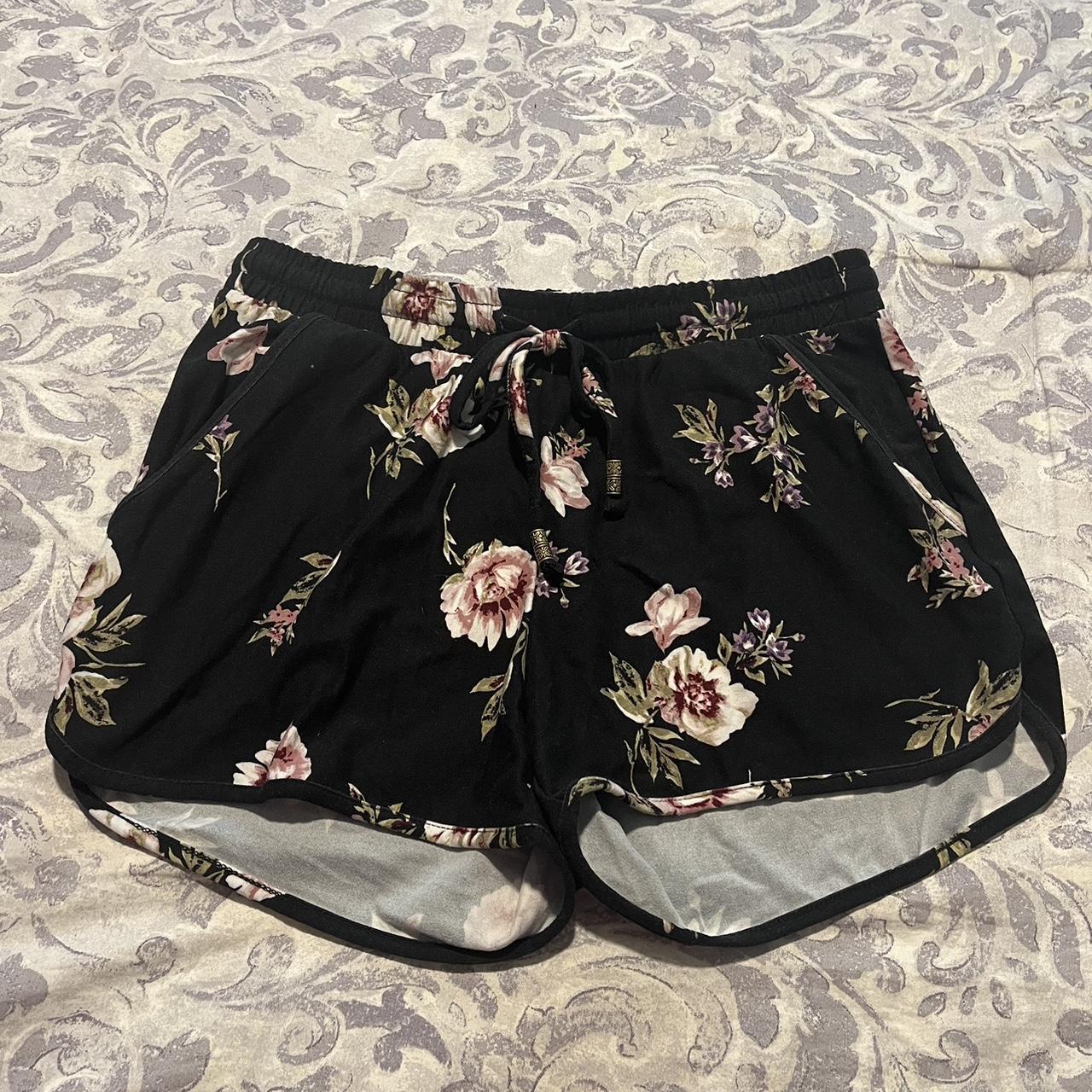 Soft black shorts with flower detail. Super... - Depop