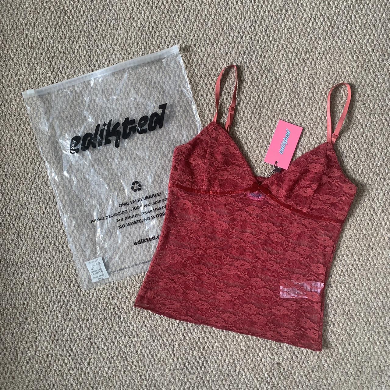 Edikted eira sheer red lace top Brand new with... - Depop