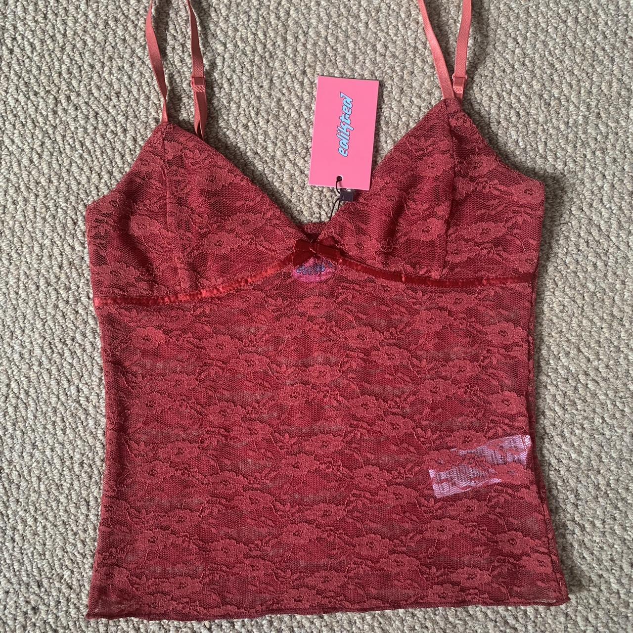 Edikted eira sheer red lace top Brand new with... - Depop