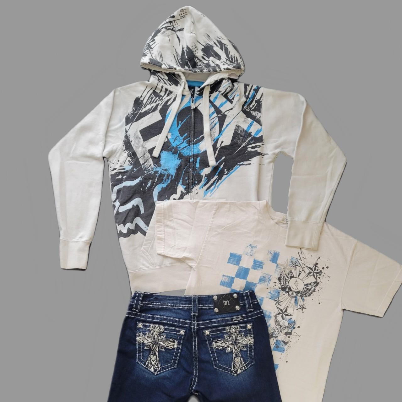 Vintage / Y2k Style FOX Racing Zip-Up Graphic Hoodie... - Depop