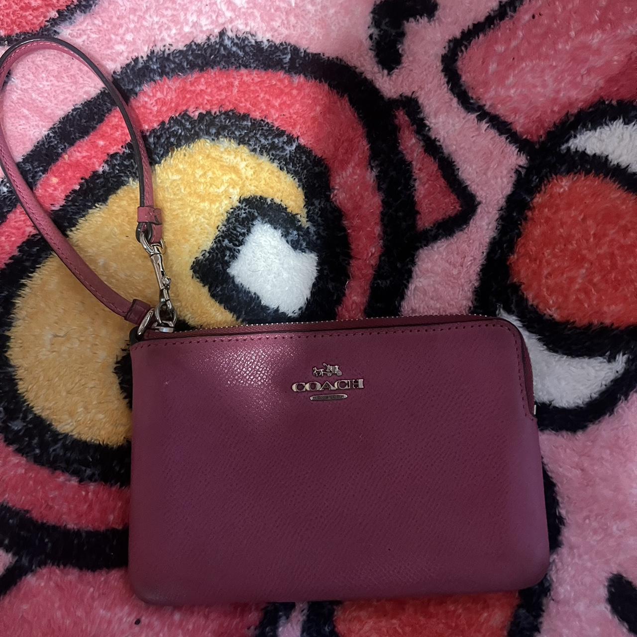 pink coach wallet/mini bag a little bit of flaws... - Depop