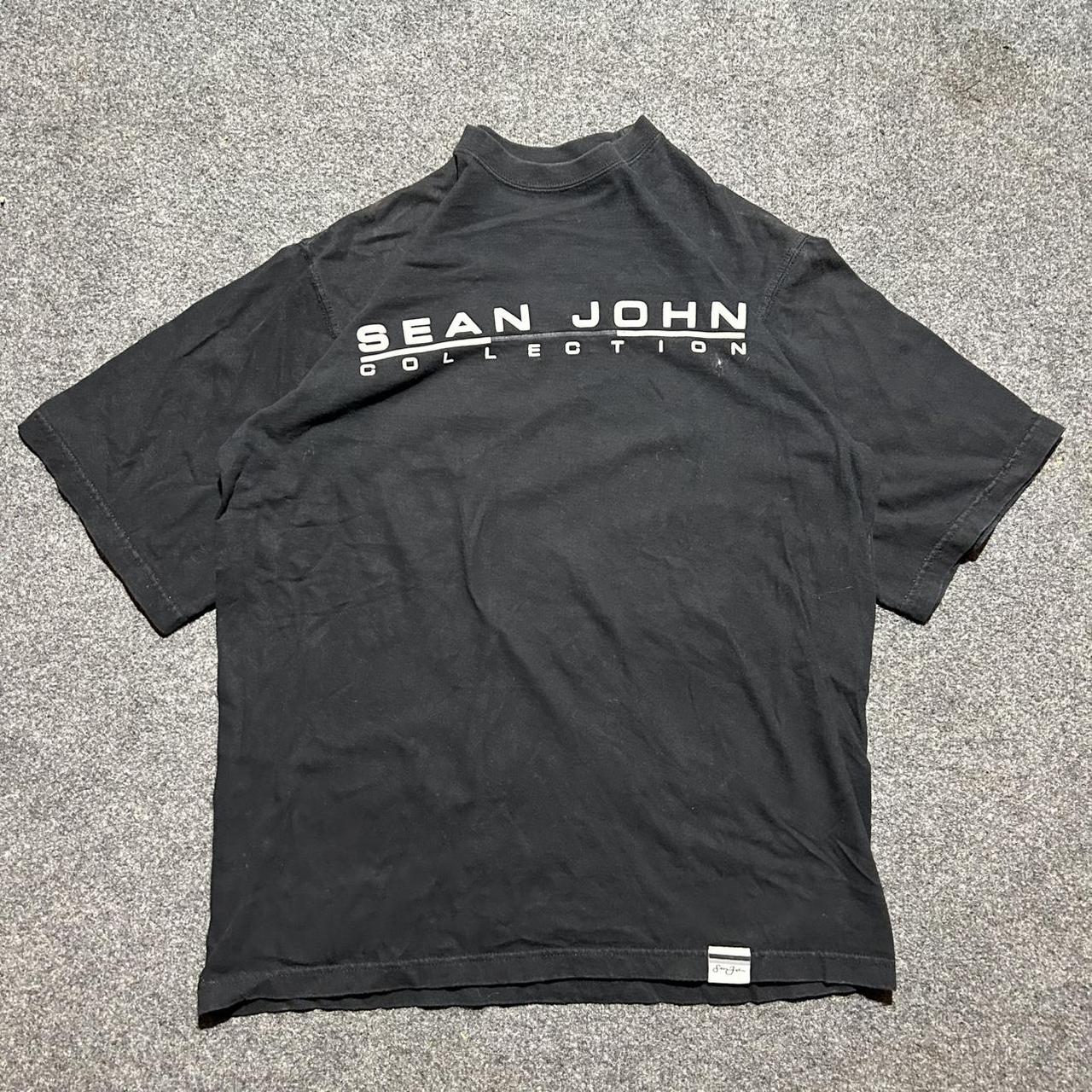 Sean John Collection black cotton t-shirt with white... | Depop