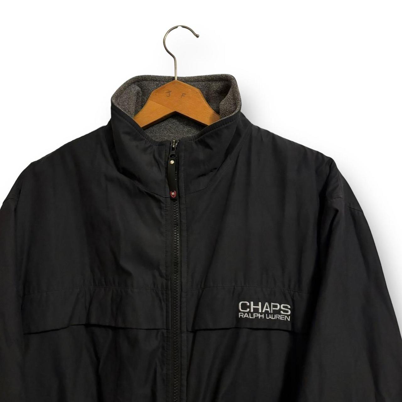 Chaps vintage oversized black bomber jacket with... - Depop