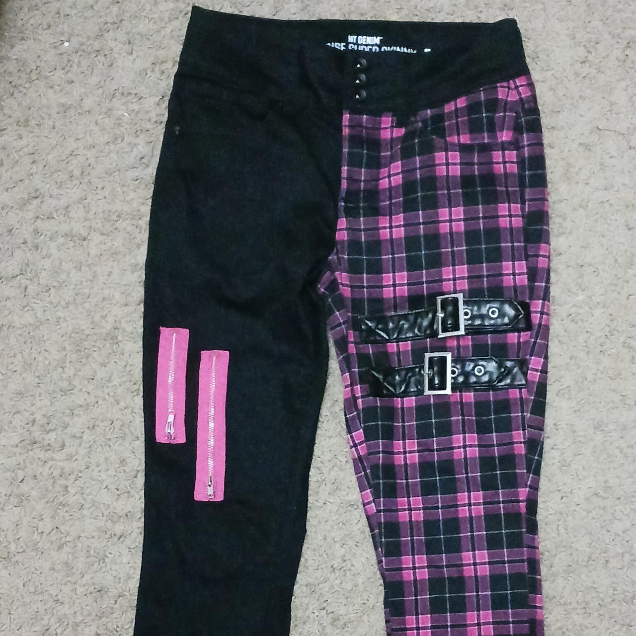 Half pink half black Hot topic High rise- Skinny... | Depop