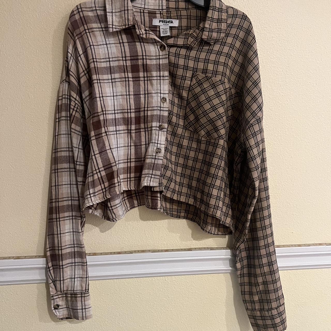 Short crop flannel Medium - Depop