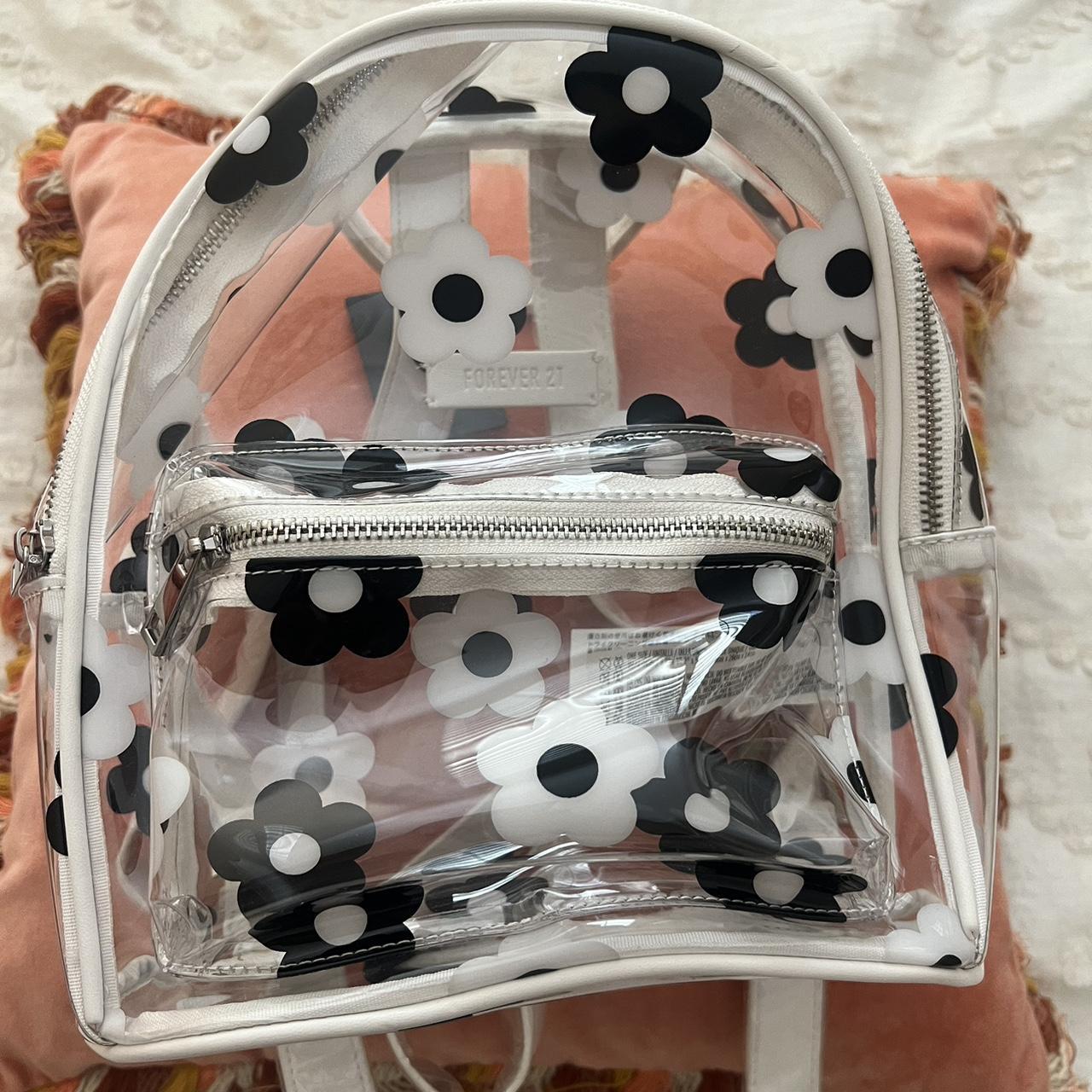 Clear and white flower mini backpack from forever 21 - Depop
