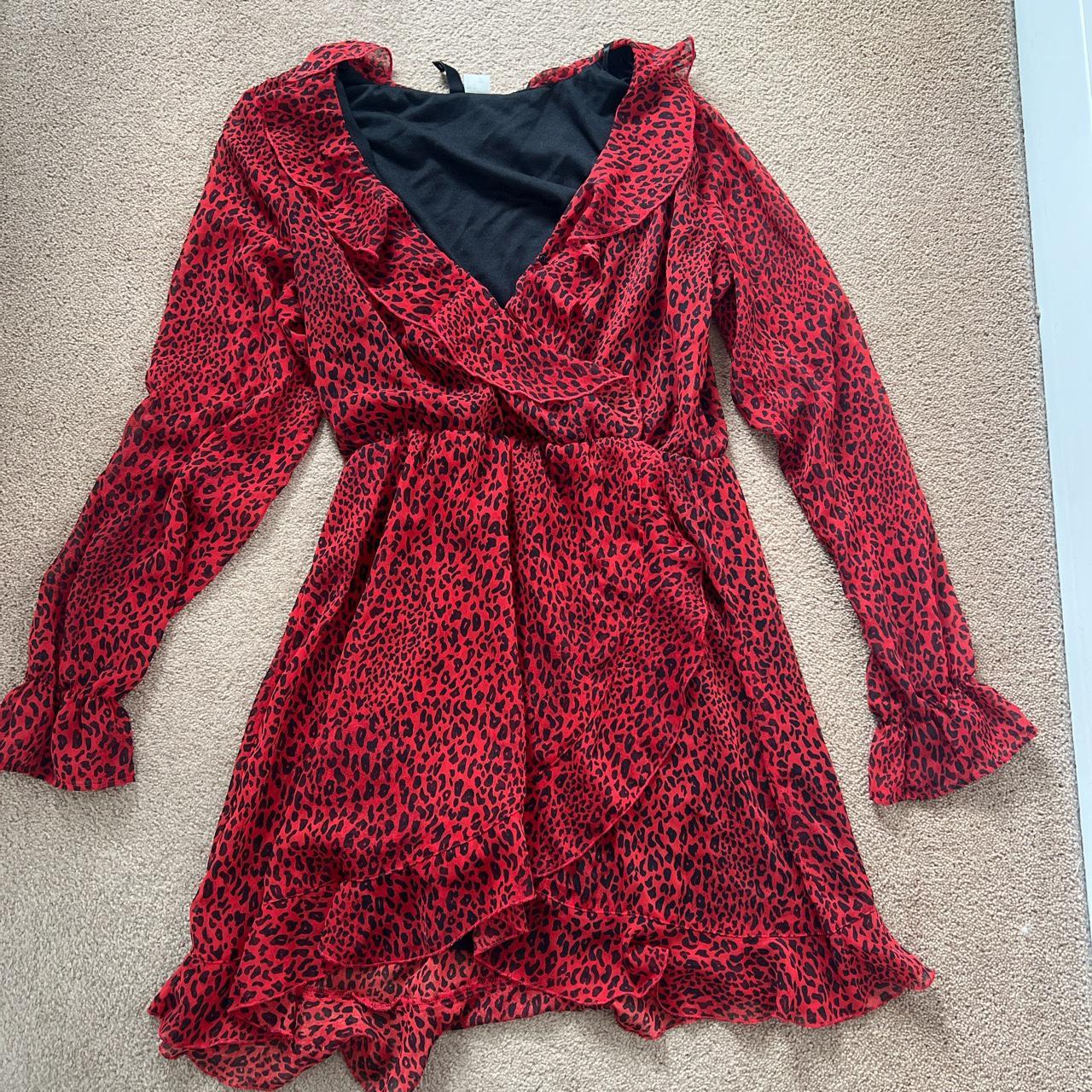 Handm Red Leopard Print Dress Only Worn Once Very Depop