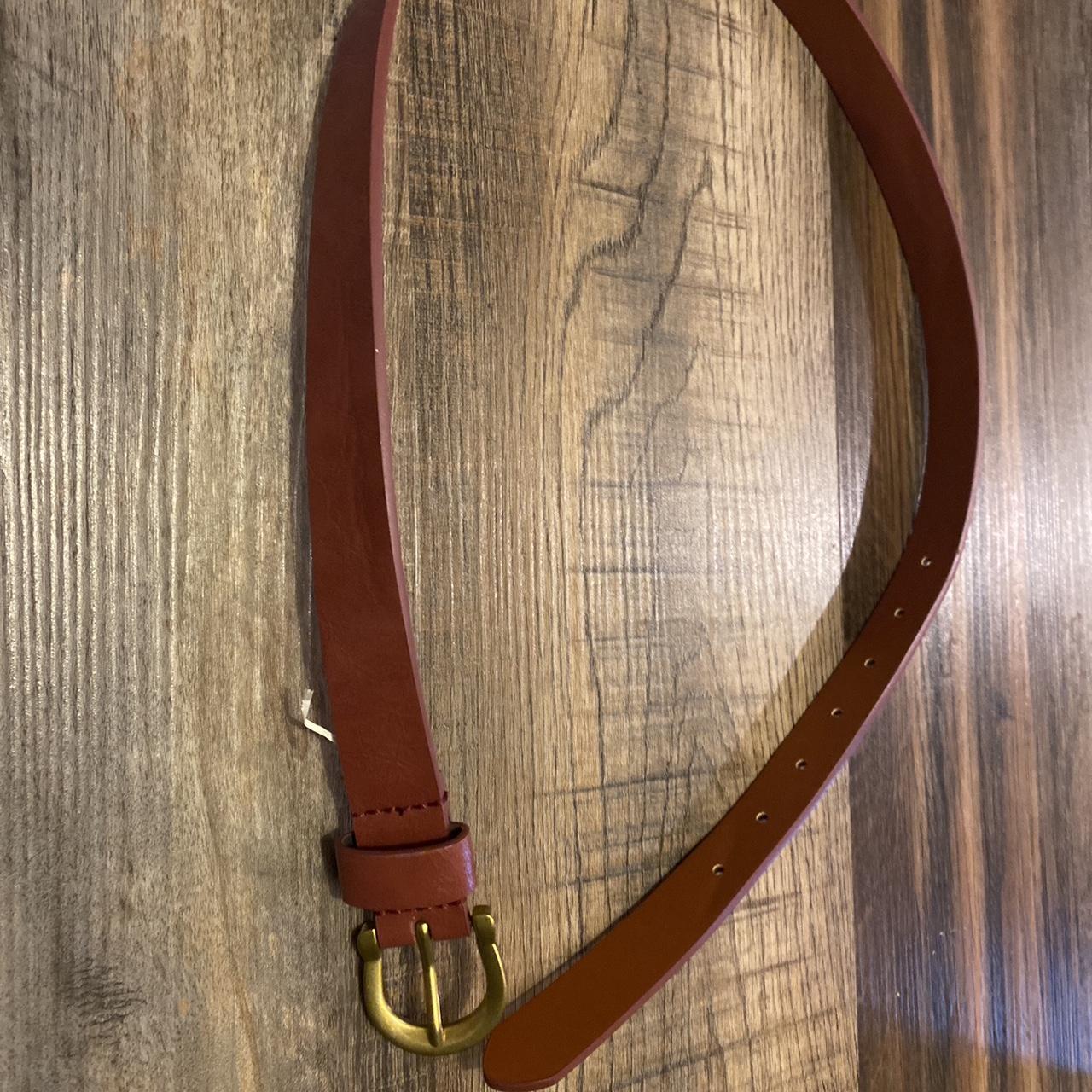 small women belt rust color gold buckle target - Depop