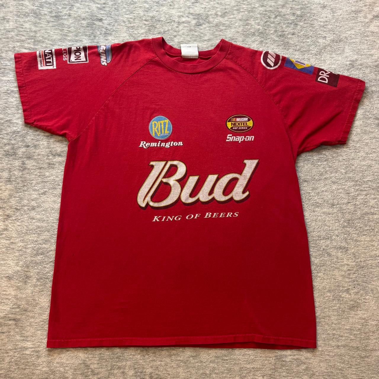 Vintage nascar racing tee shirt red sponsor graphics... - Depop