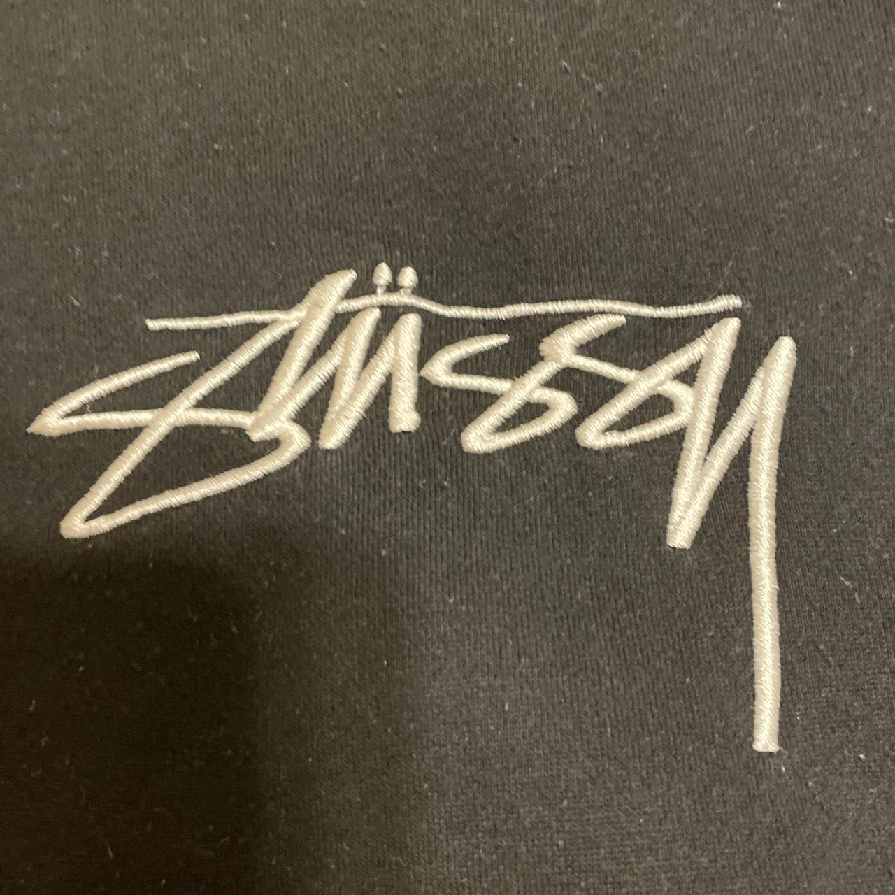 Medium black and white lettering stussy child youth... - Depop