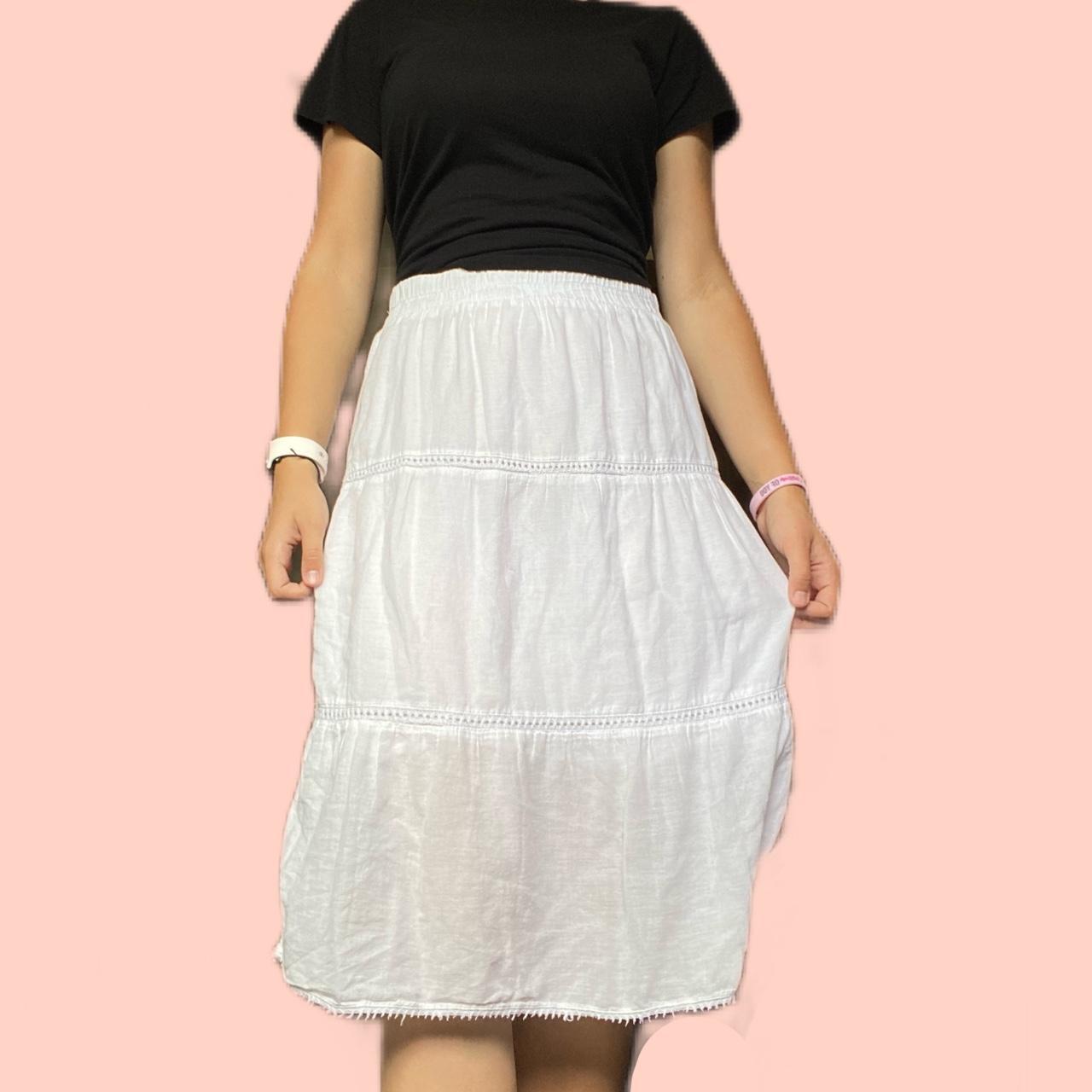 White boho midi skirt -light weight - Depop