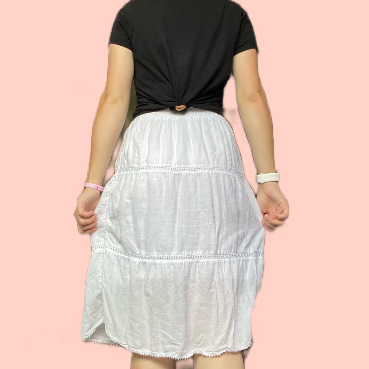 White boho midi skirt -light weight - Depop