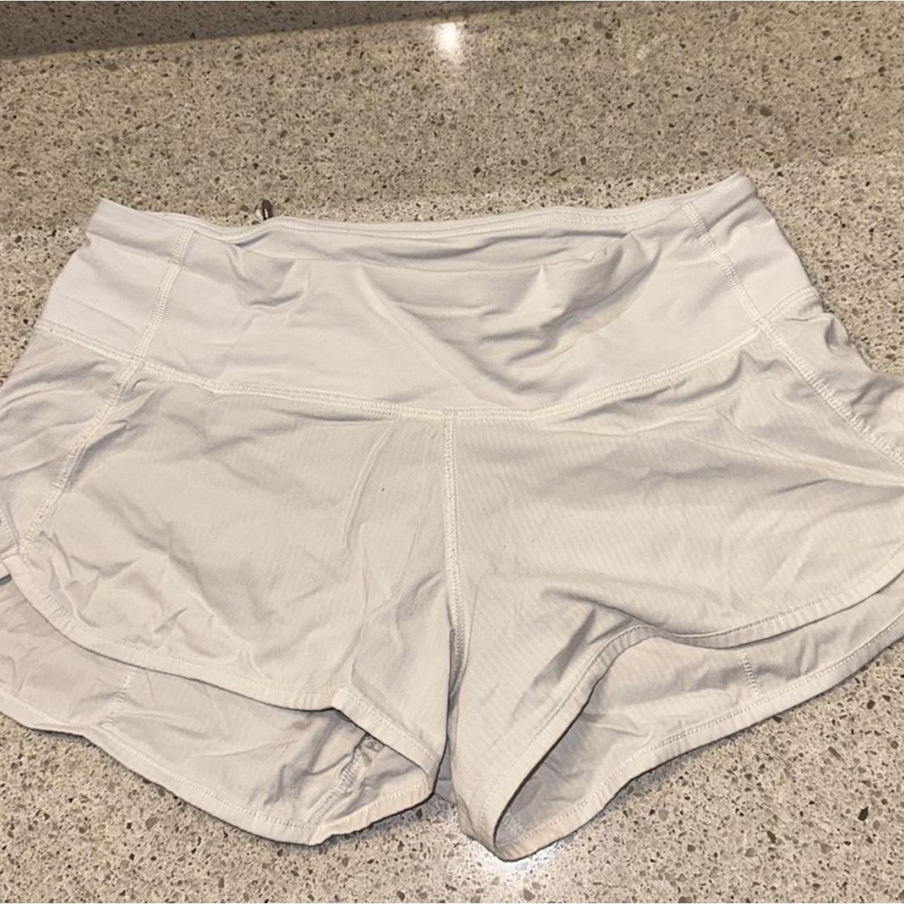 LULULEMON white speed up shorts moderately worn no... - Depop