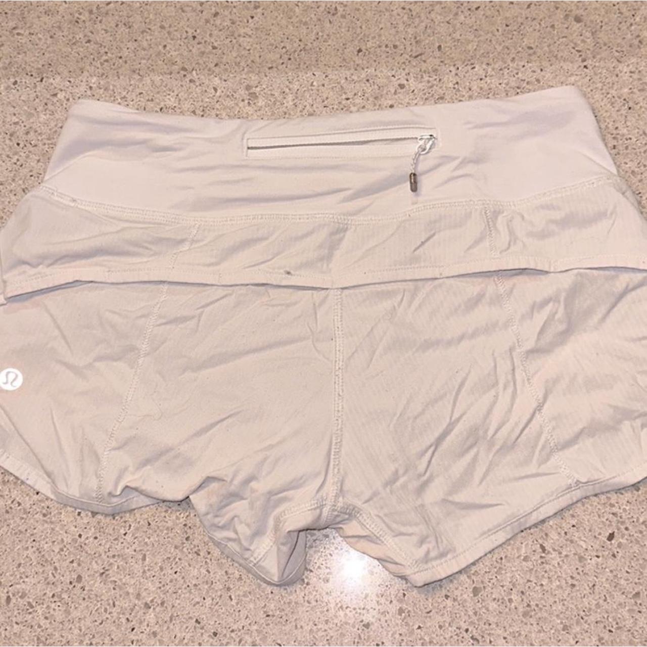 LULULEMON white speed up shorts moderately worn no... - Depop