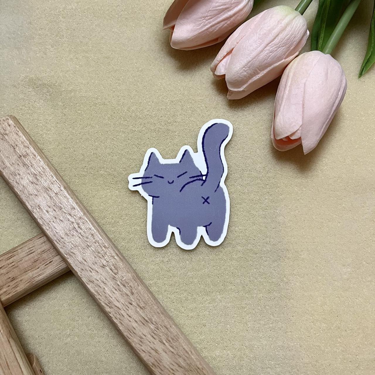 Purrlune the cat vinyl sticker #vinylsticker... - Depop