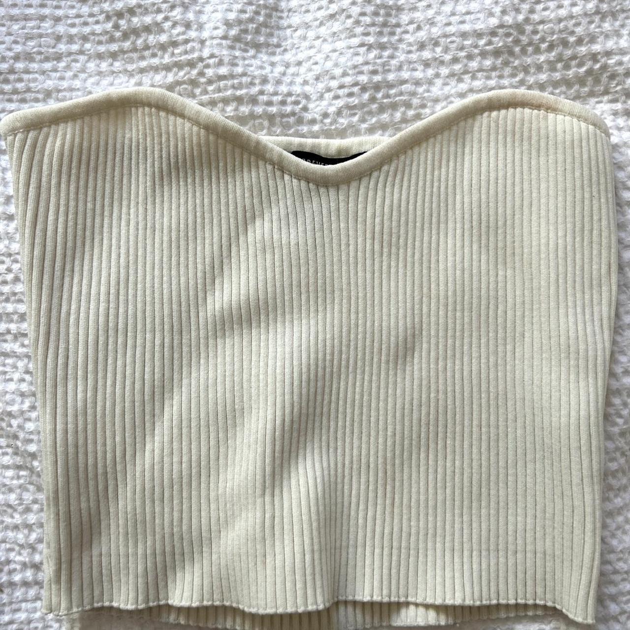 White cream ribbed crop top from forever... - Depop