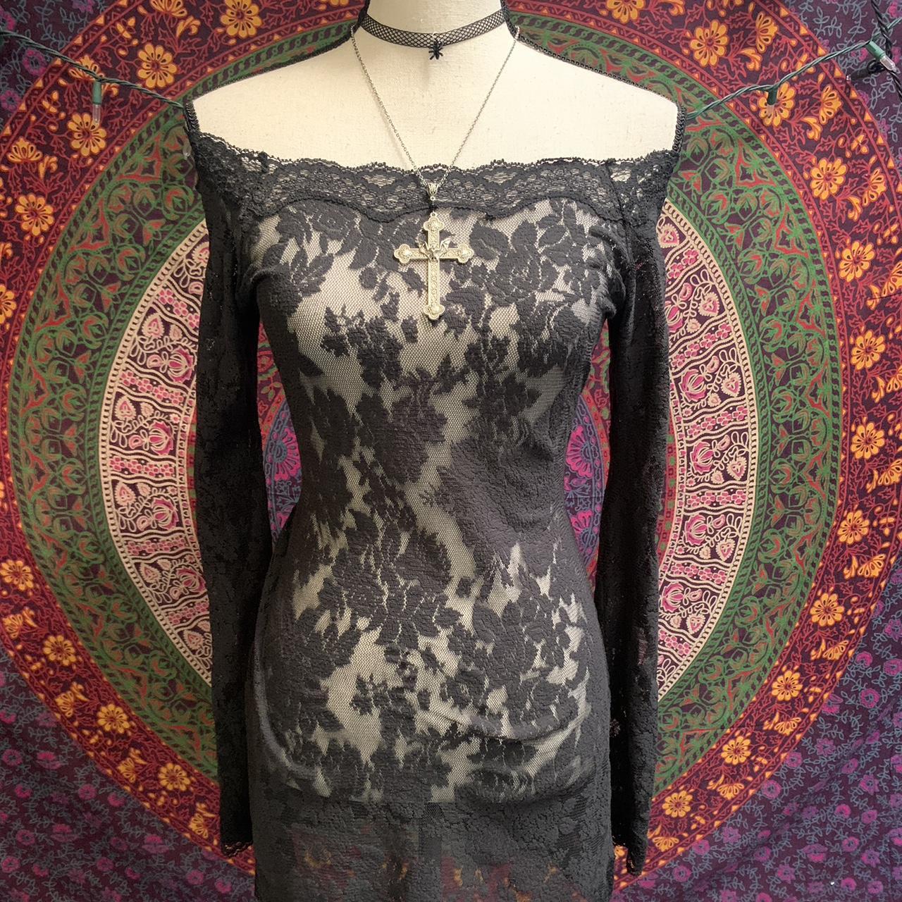 Romantic goth lace top 🦇🖤 not initially off the... - Depop