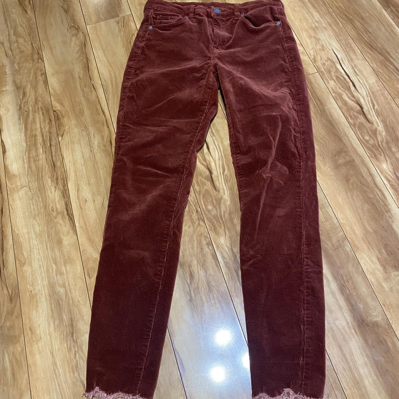 Maroon corduroy, blank nyc pants with distressed... - Depop