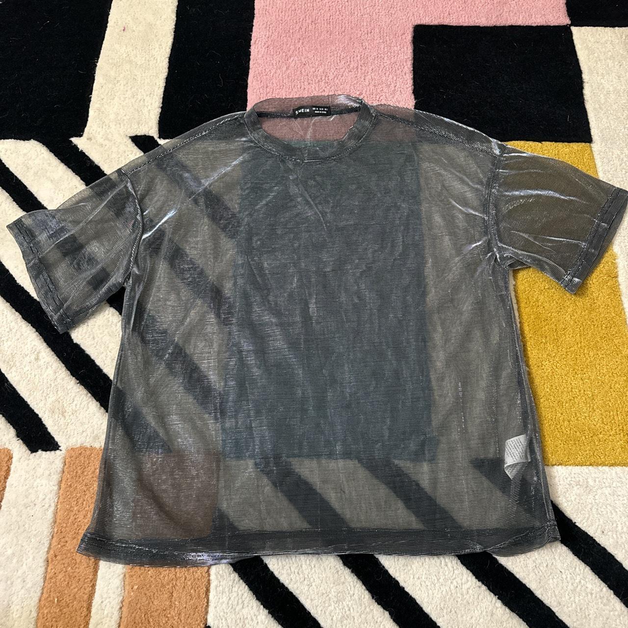 SHEIN translucent metallic silver T-shirt Brand new,... - Depop