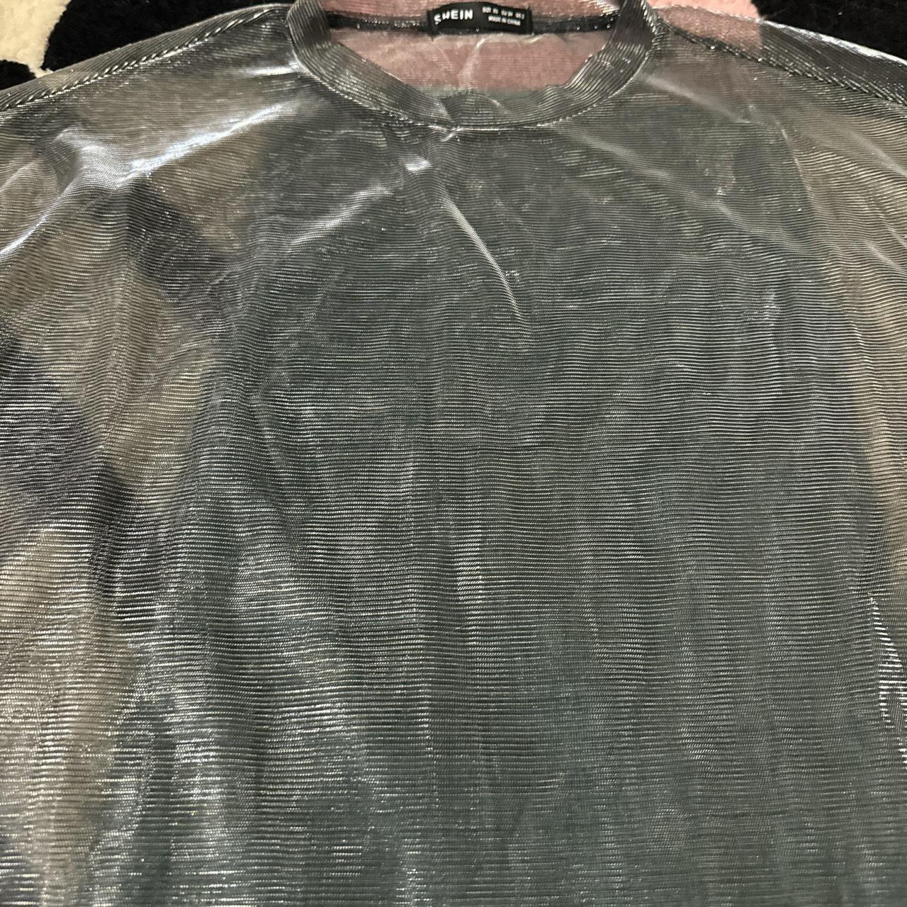 SHEIN translucent metallic silver T-shirt Brand new,... - Depop