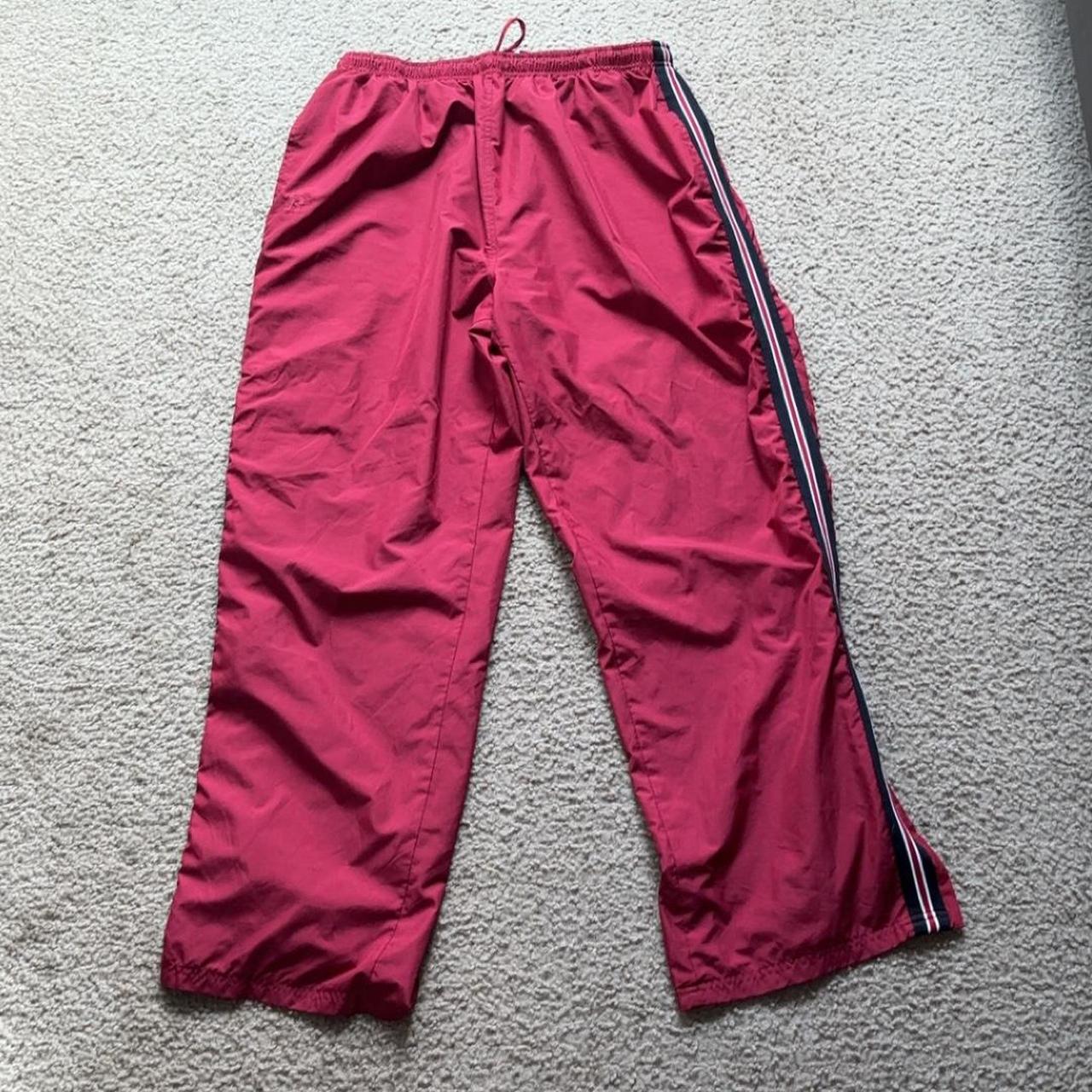 Russell athletic Red and black wide leg track pants... - Depop