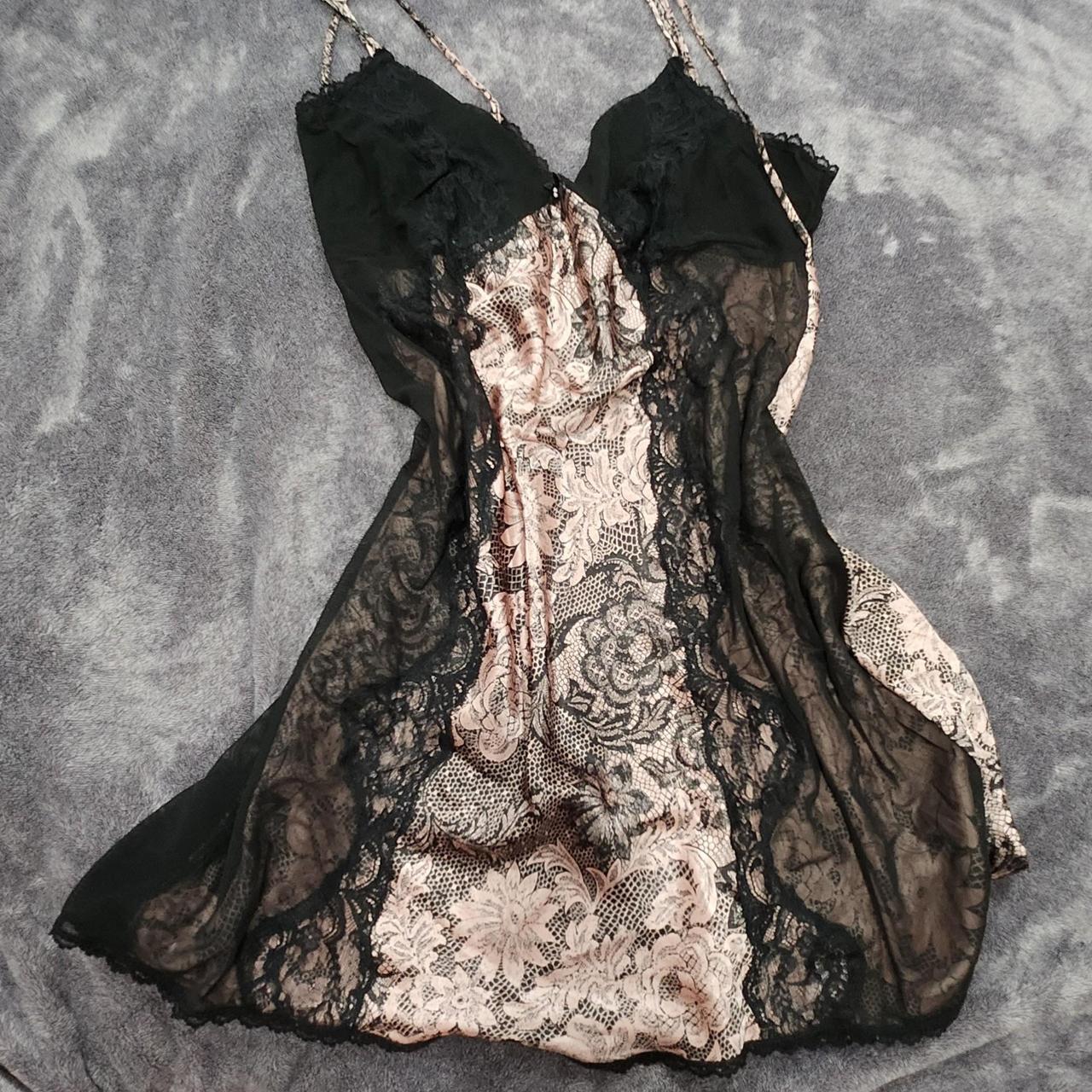Black and cream lace slip dress #lingerie | Depop