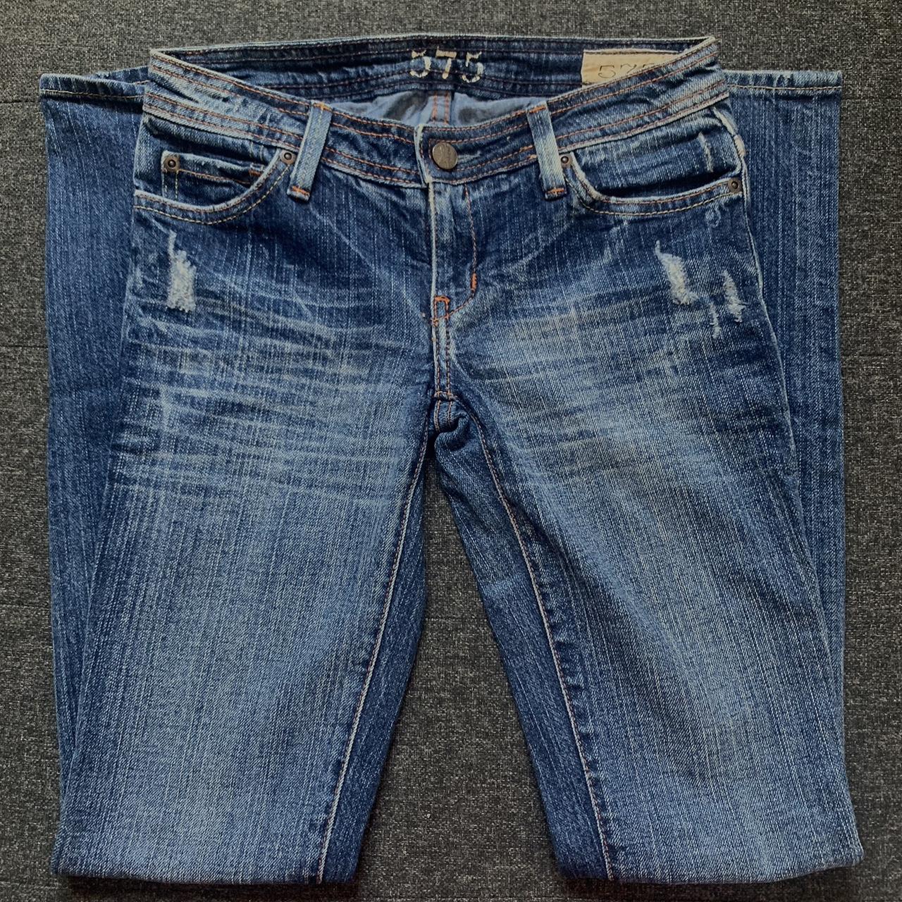 “575 Denim” Blue distressed low rise jeans #denim... | Depop