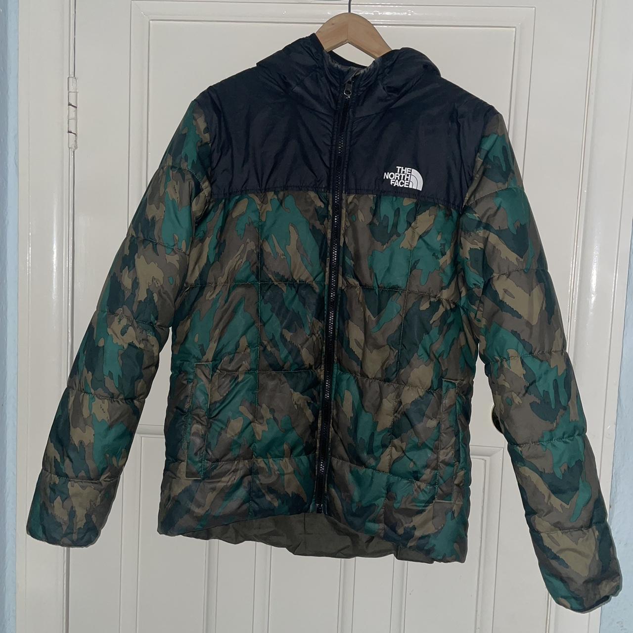 -Small North face revers-able jack -Camouflage... - Depop