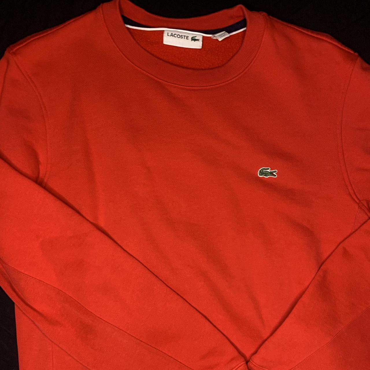 lacoste, red pull over - Depop