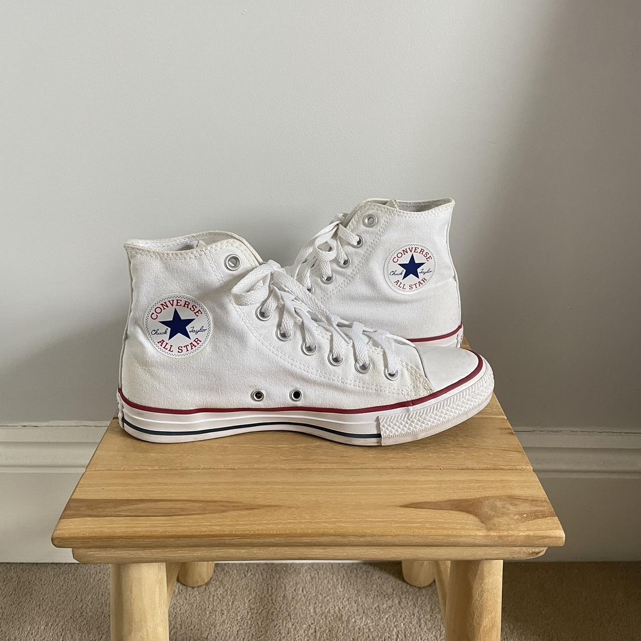 White Chuck Taylor Converse High Top... - Depop