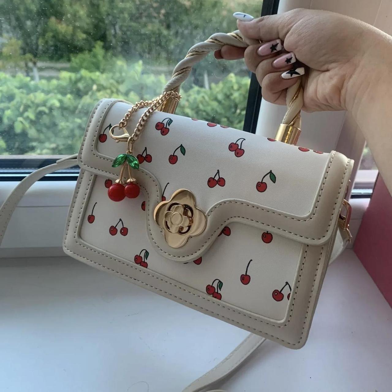 cherry crossbody purse ♡ with cherry charm 🍒... - Depop