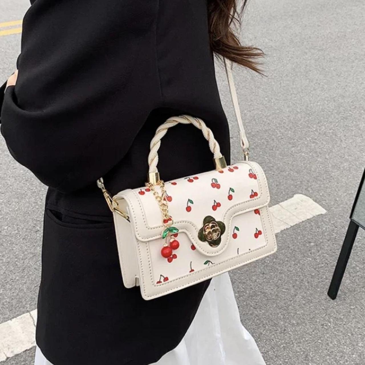 cherry crossbody purse ♡ with cherry charm 🍒... - Depop