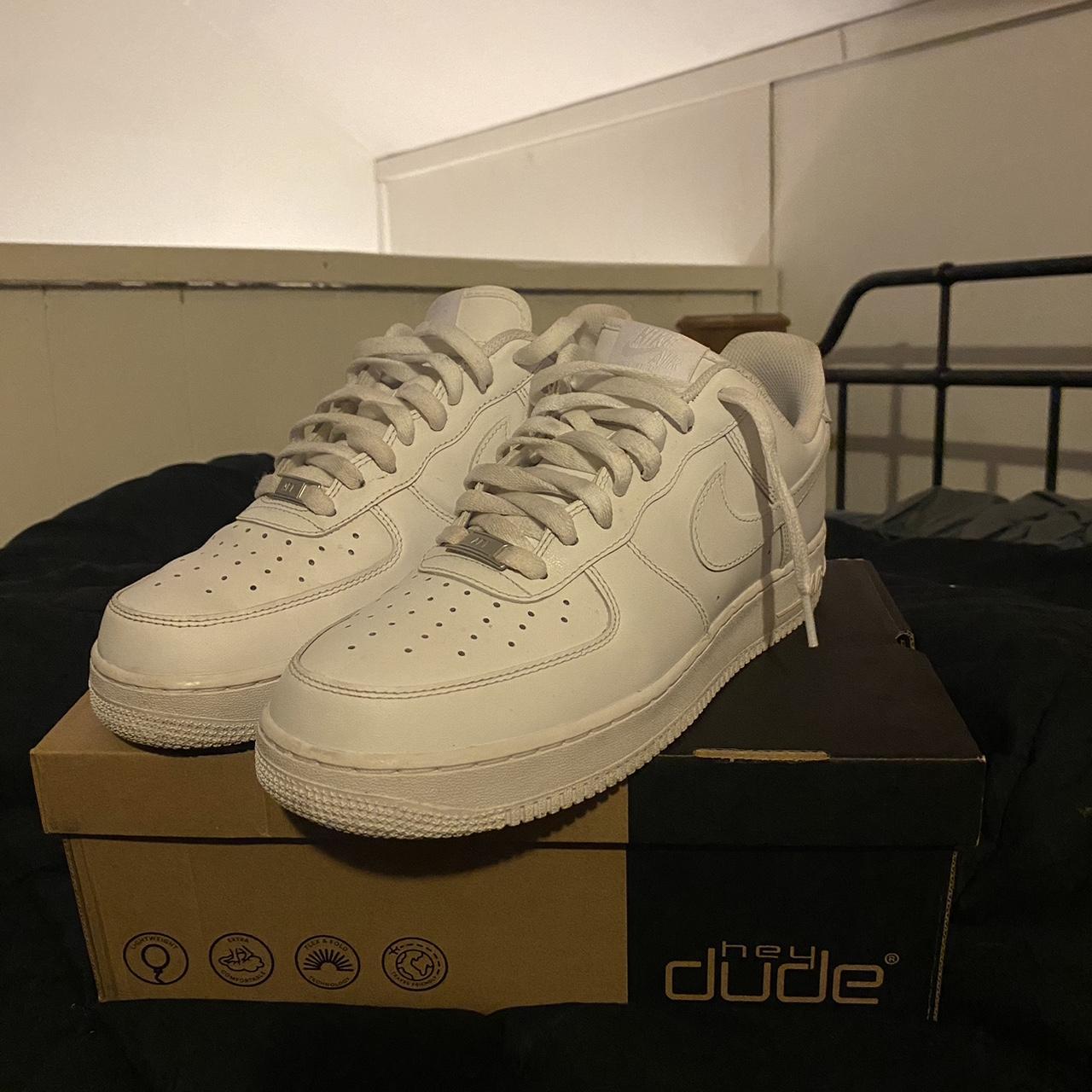 All white Air Force 1s No box Size 10.5 Barley... - Depop
