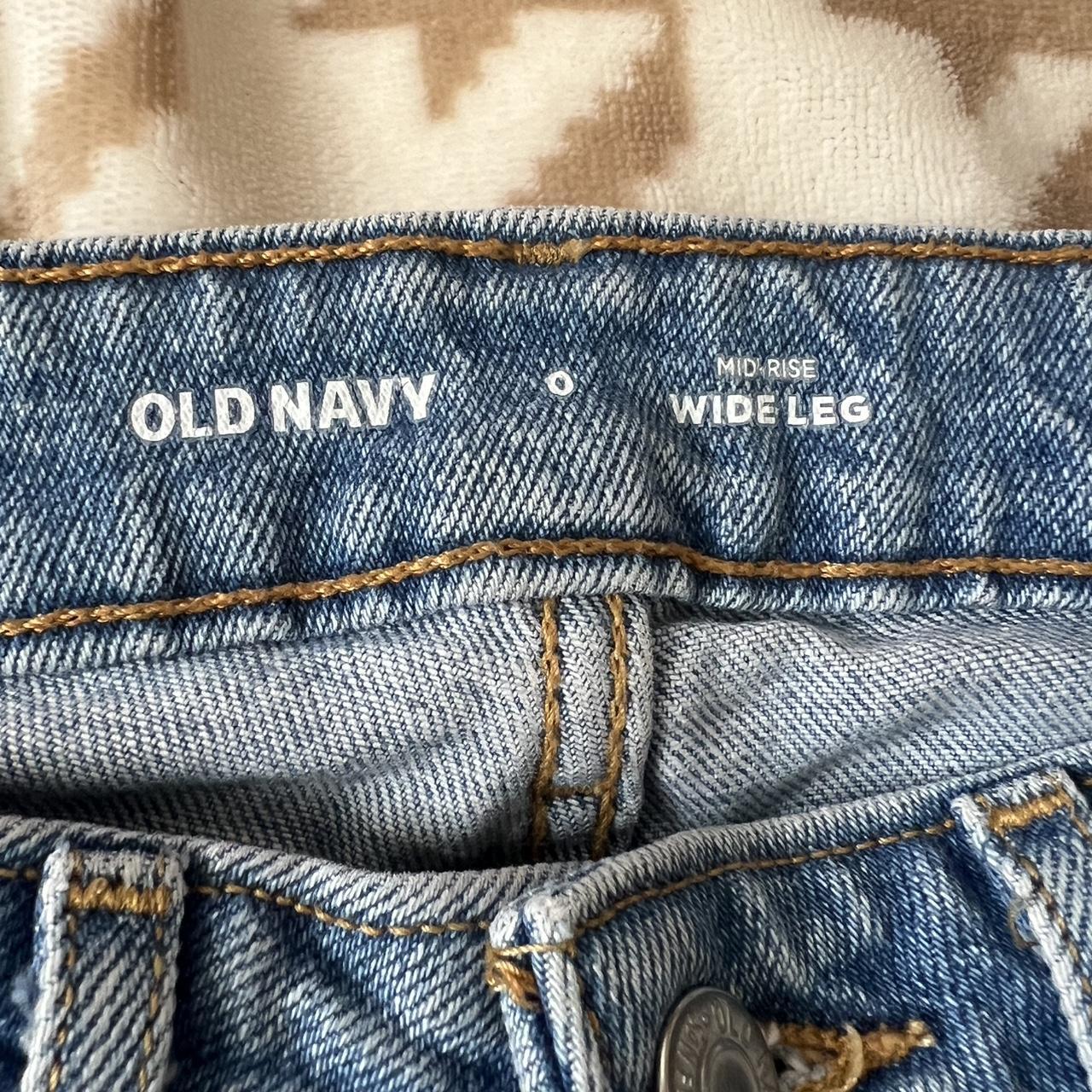 old navy wide leg jeans mid rise slight rip on the... | Depop