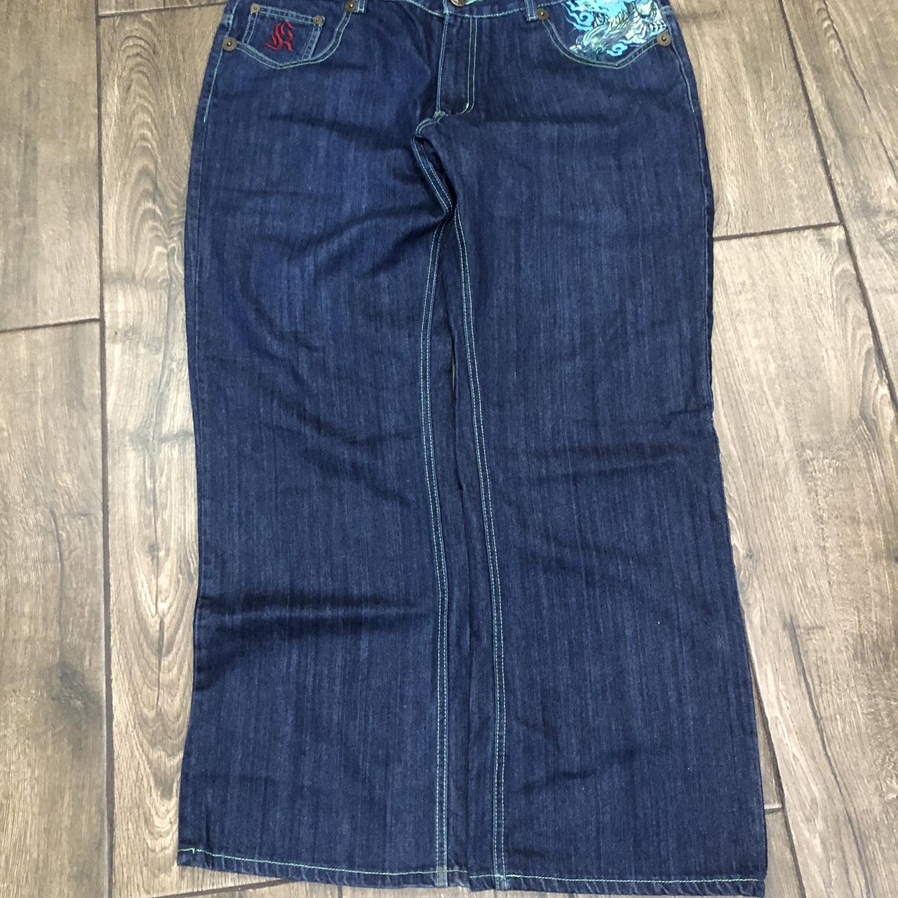 Kanji 2000’s triple Dragon jeans Japanese... | Depop