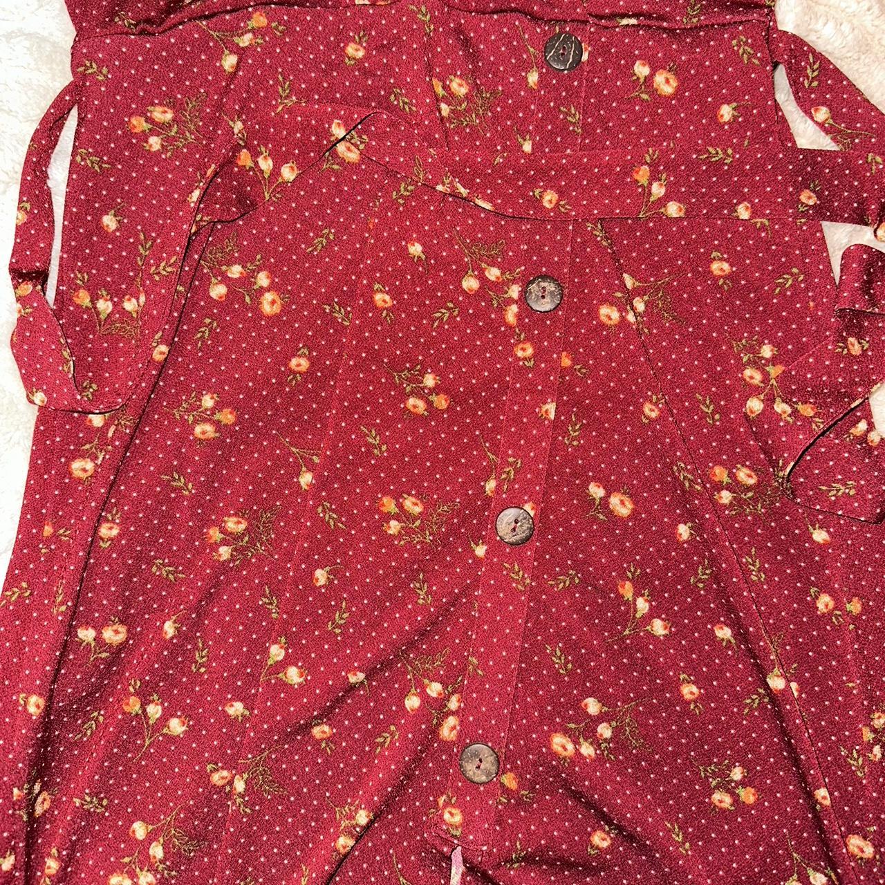 red floral dress 🎀 has string around waist to tie... | Depop
