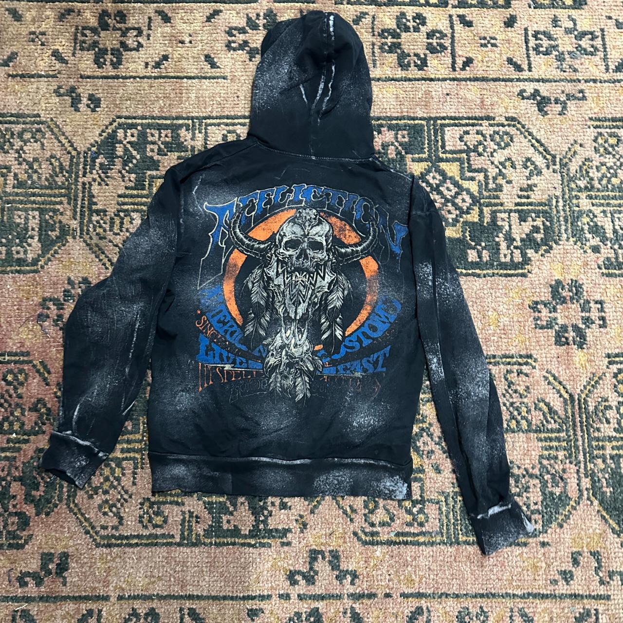 Affliction Biker light Wash hoodie Worn few... - Depop