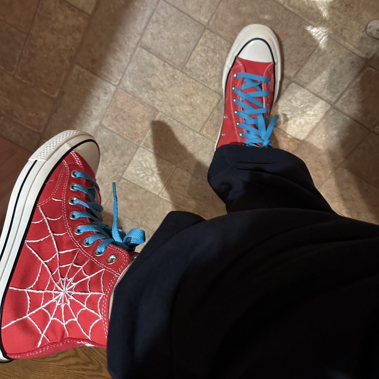 Spider man universe custom embroidered converse... - Depop