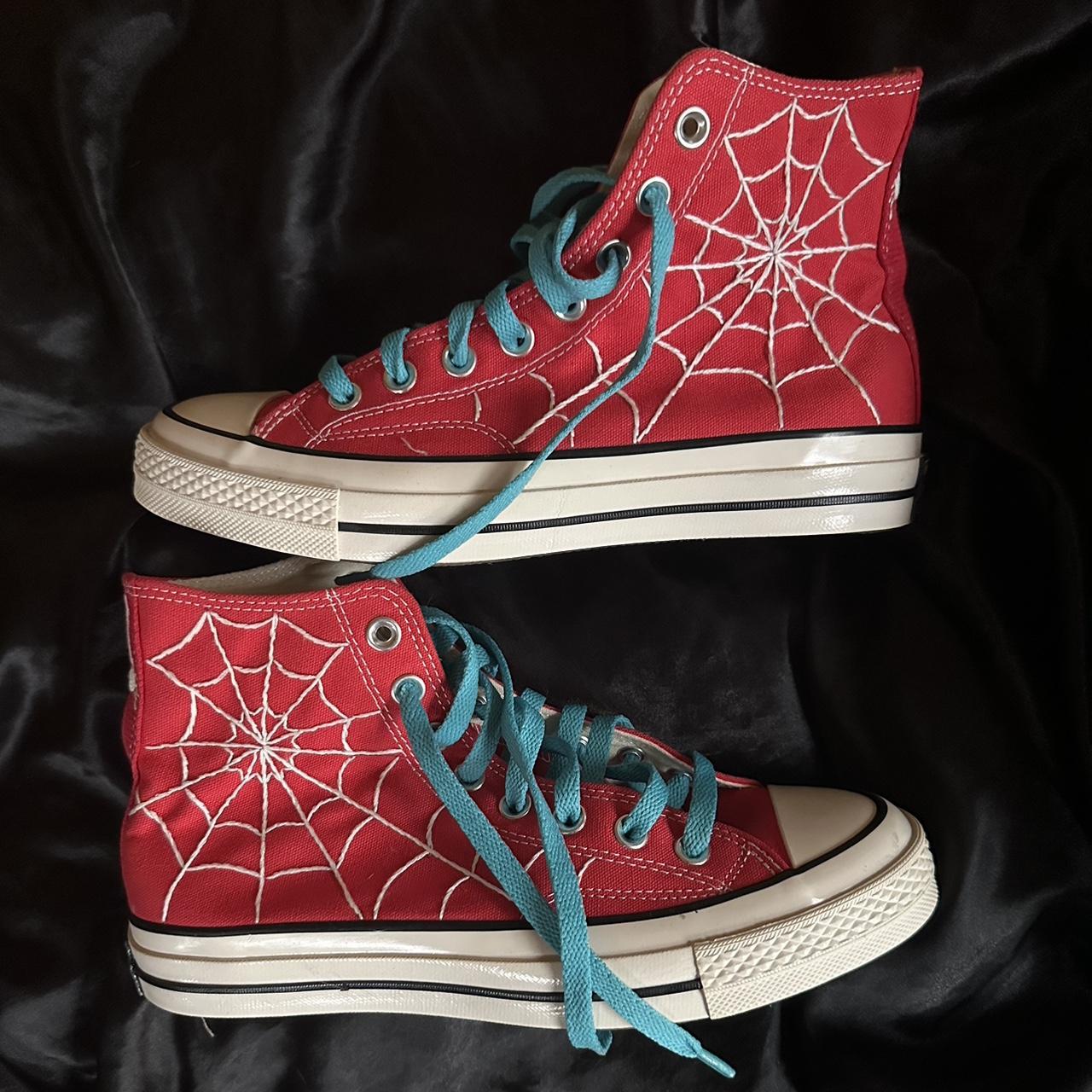Custom Spider-Man chuck Taylor converse Size... - Depop