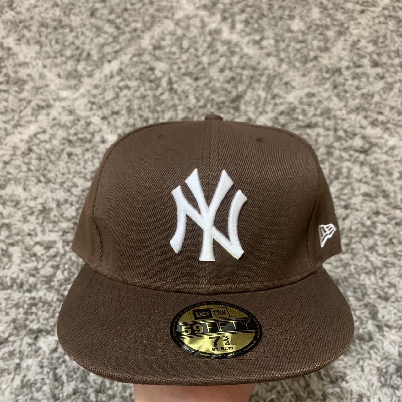 Brown Yankees Fitted Cap 7 3’4 Brand New - Depop