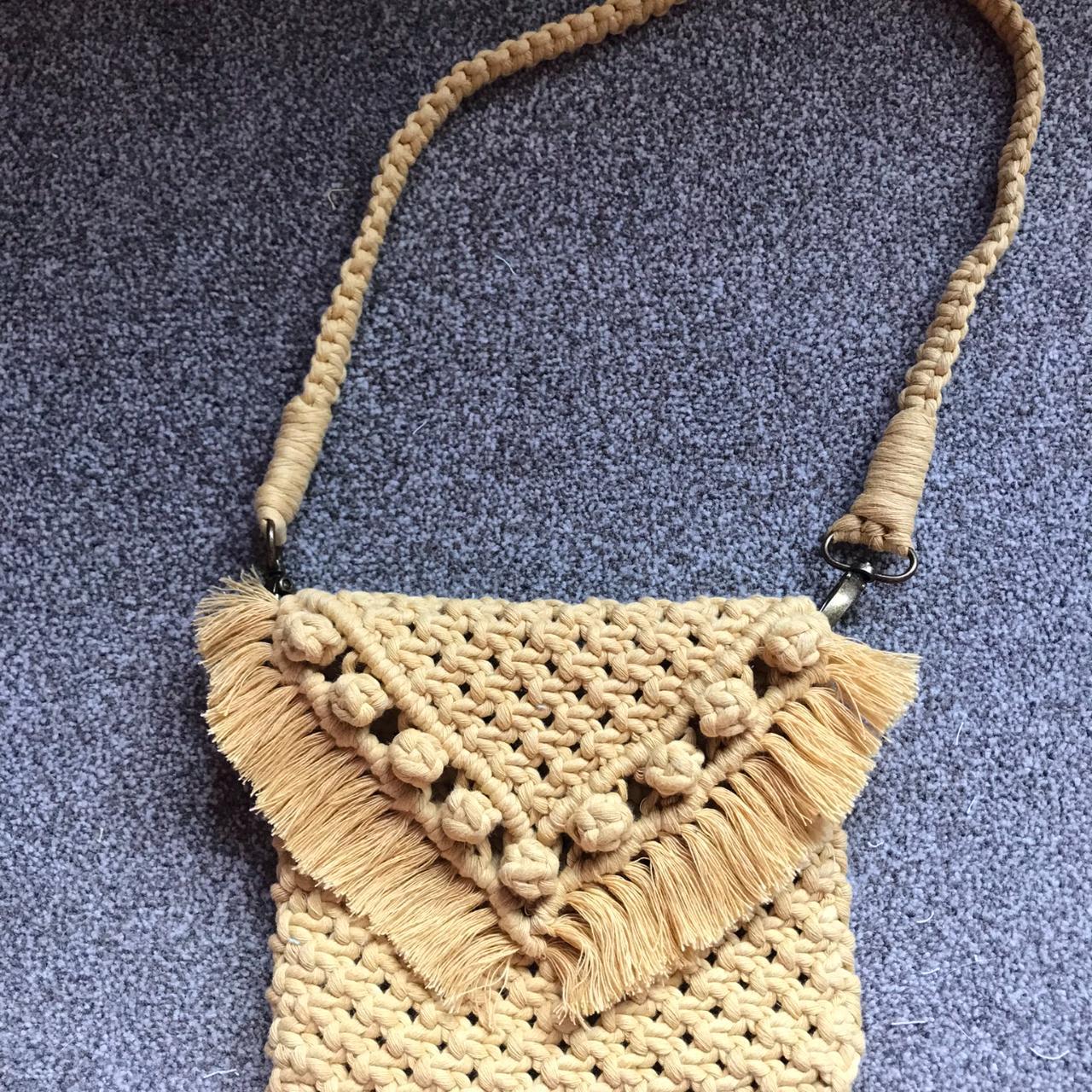 Handmade Macrame bag. Made with 100% cotton cord in... - Depop