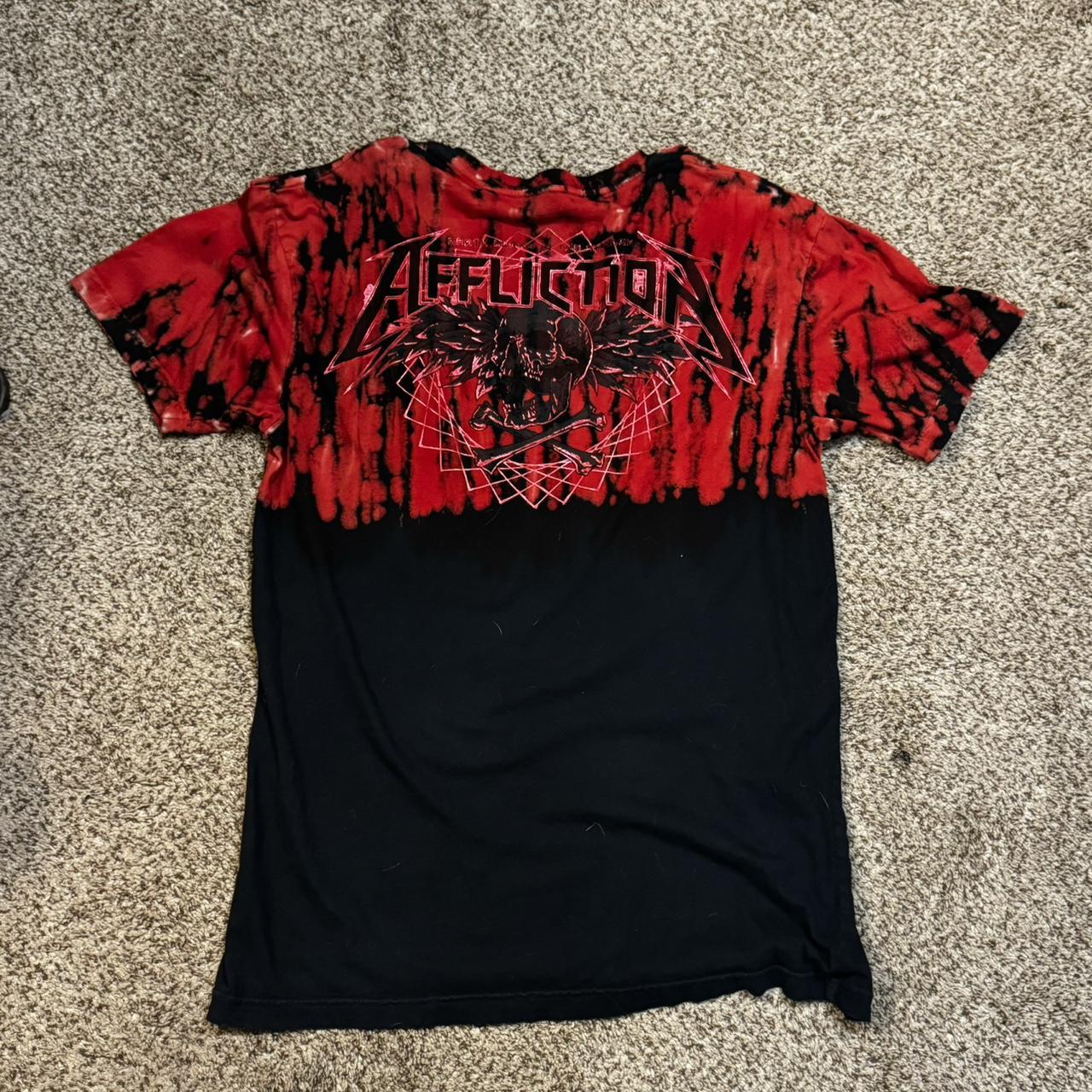 Black and red affliction shirt Neck cut a bit... - Depop