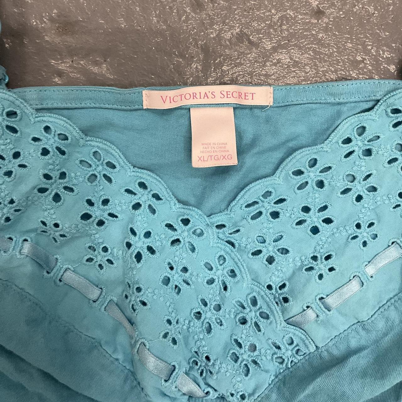 Victoria Secret blue top with lace detail - Depop