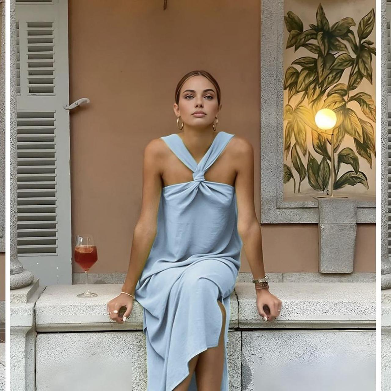 Commense Light blue midi dress Never worn! only... - Depop