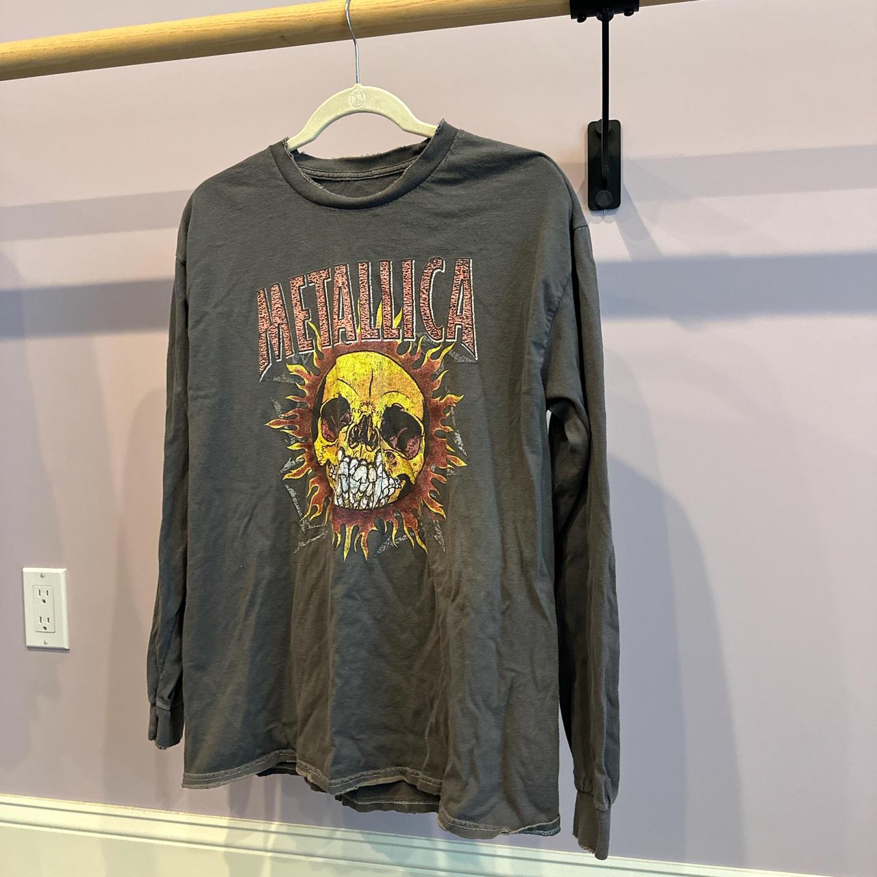 Metallica grey long sleeve shirt with intentional... - Depop